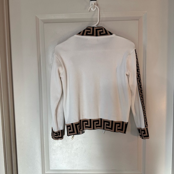 Versace | Sweaters | Versace Authentic Knit Zip Up Cream Medusa Logo ...